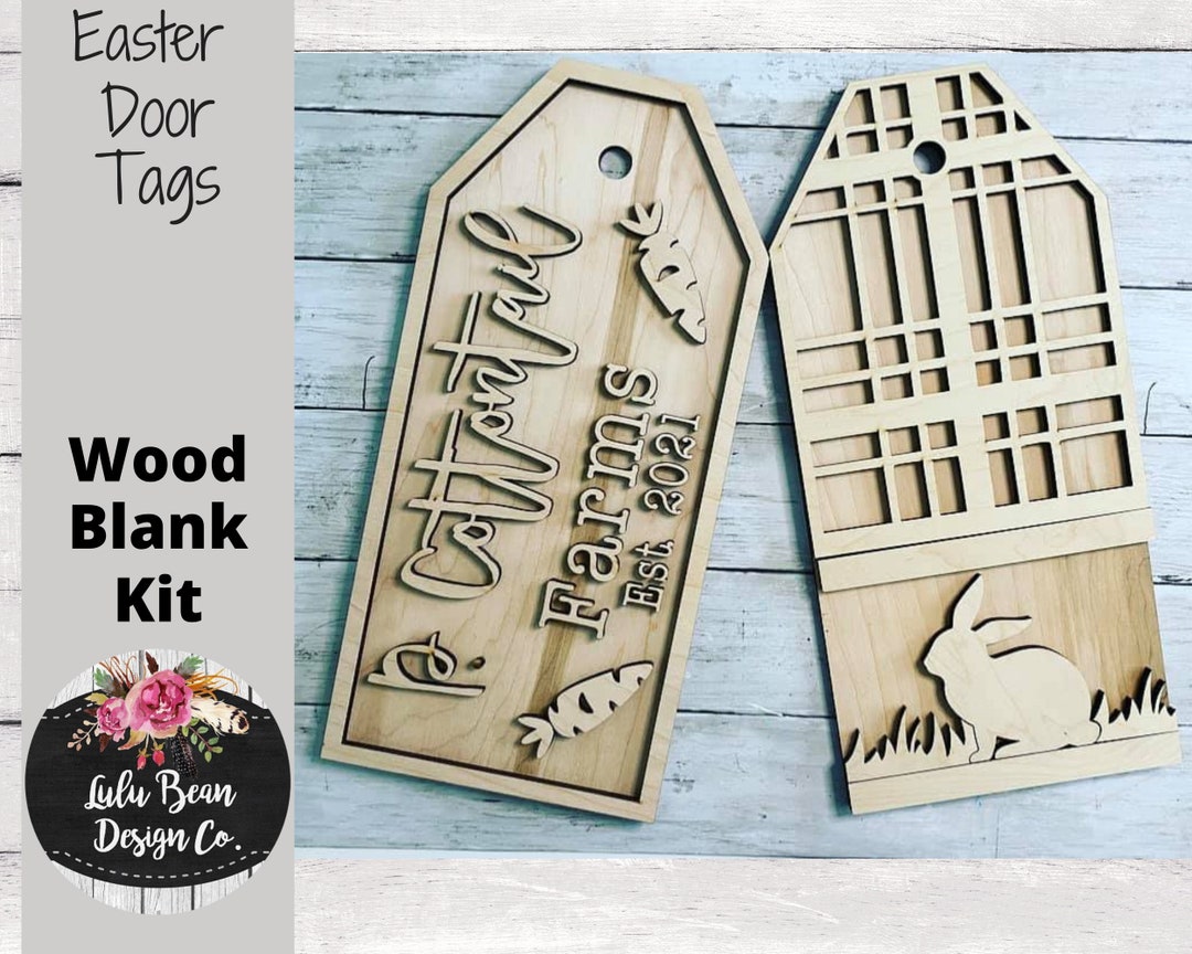 Easter Bunny Cottontail Tags Sign Cutout Shapes, Door Hanger Unfinished ...