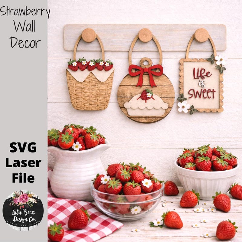 Strawberry Decor Wood - Etsy