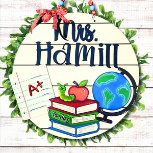 Teacher School Classroom Round Sign Cutout Shapes, Door Hanger ...