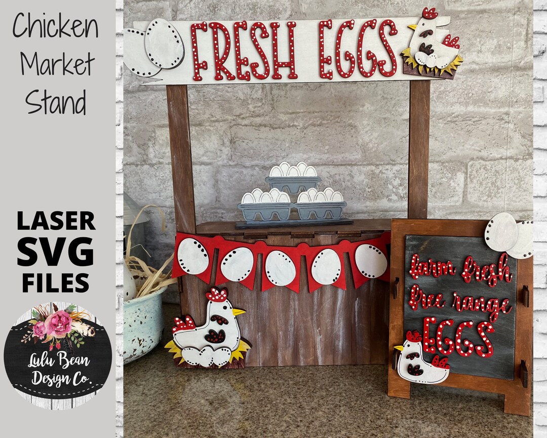 Chicken Market Stand Interchangeable SVG Laser File Wood Digital ...