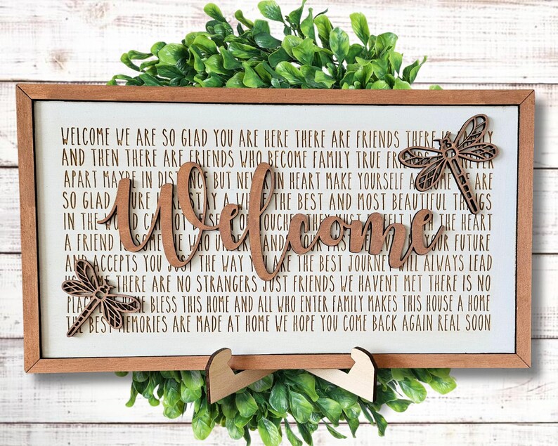Dragonfly Welcome Engraved Word Sign SVG Digital Cut File Laser ...