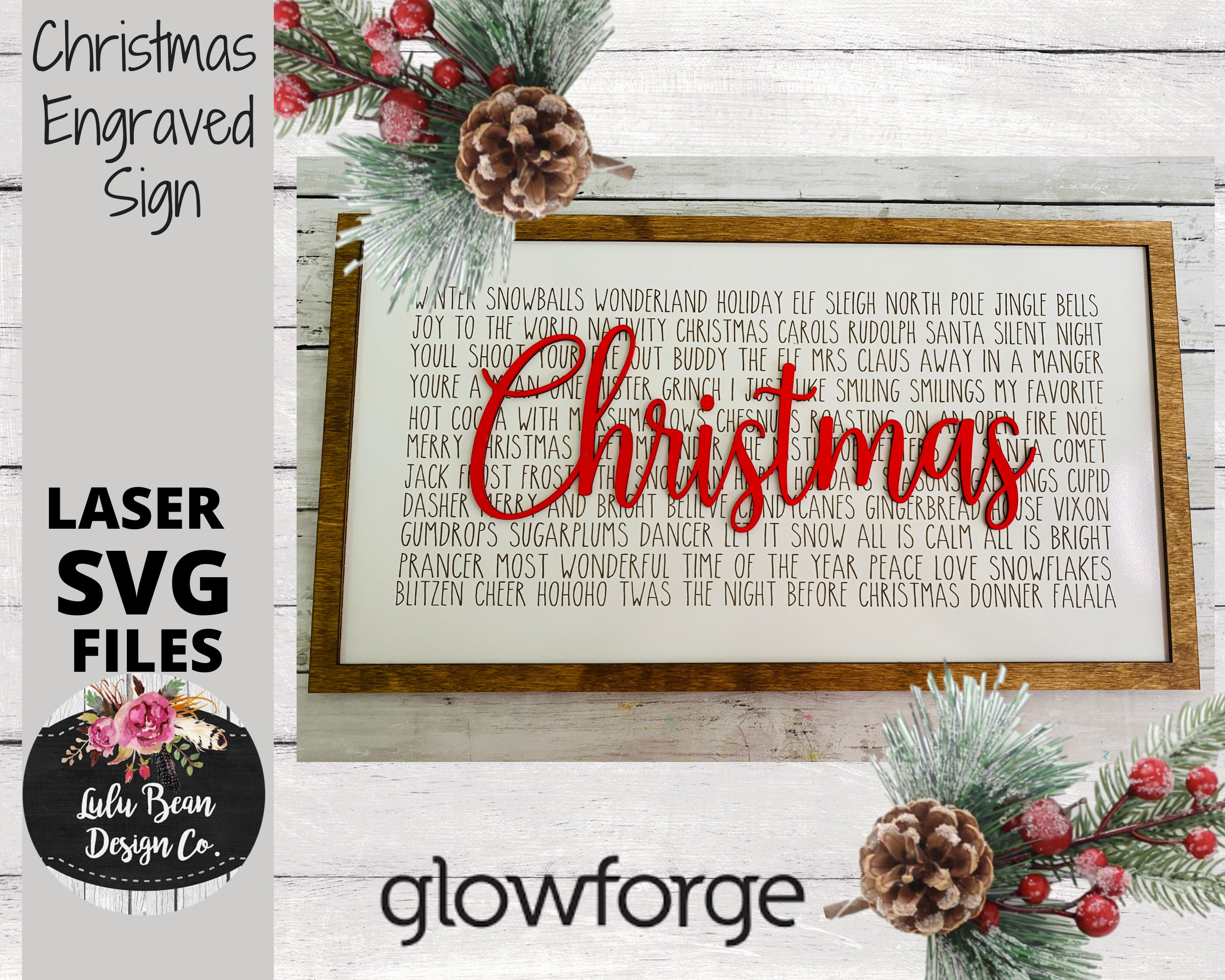 Christmas Engraved Word Sign Digital Cut File Laser Wood SVG - Etsy
