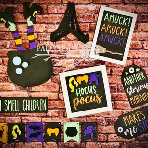 Hocus Pocus Witch Halloween Tiered Tray Kit Wood Tag Sign Round Digital ...