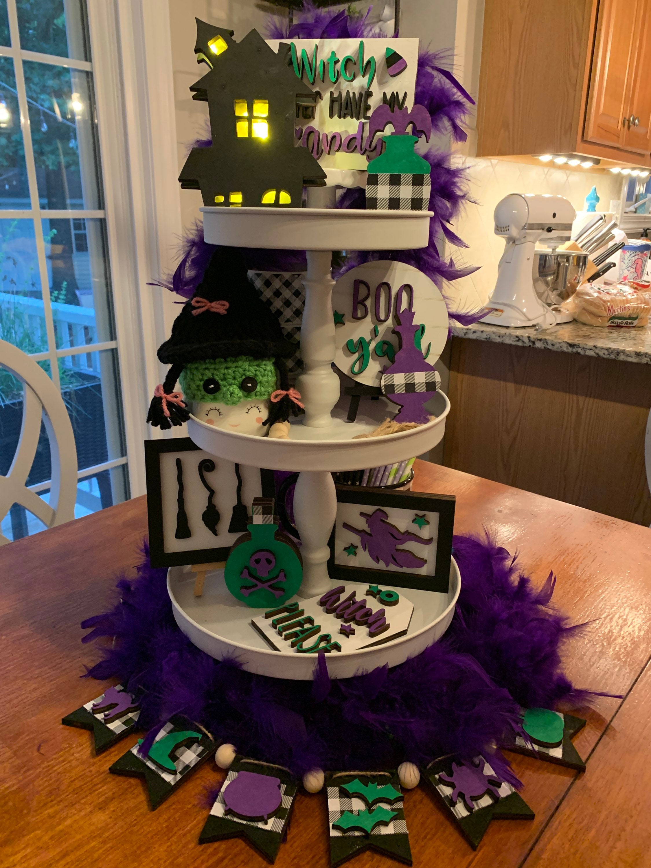 Witch Halloween Haunted House Tier Tiered Tray Kit Wood Glowforge File ...