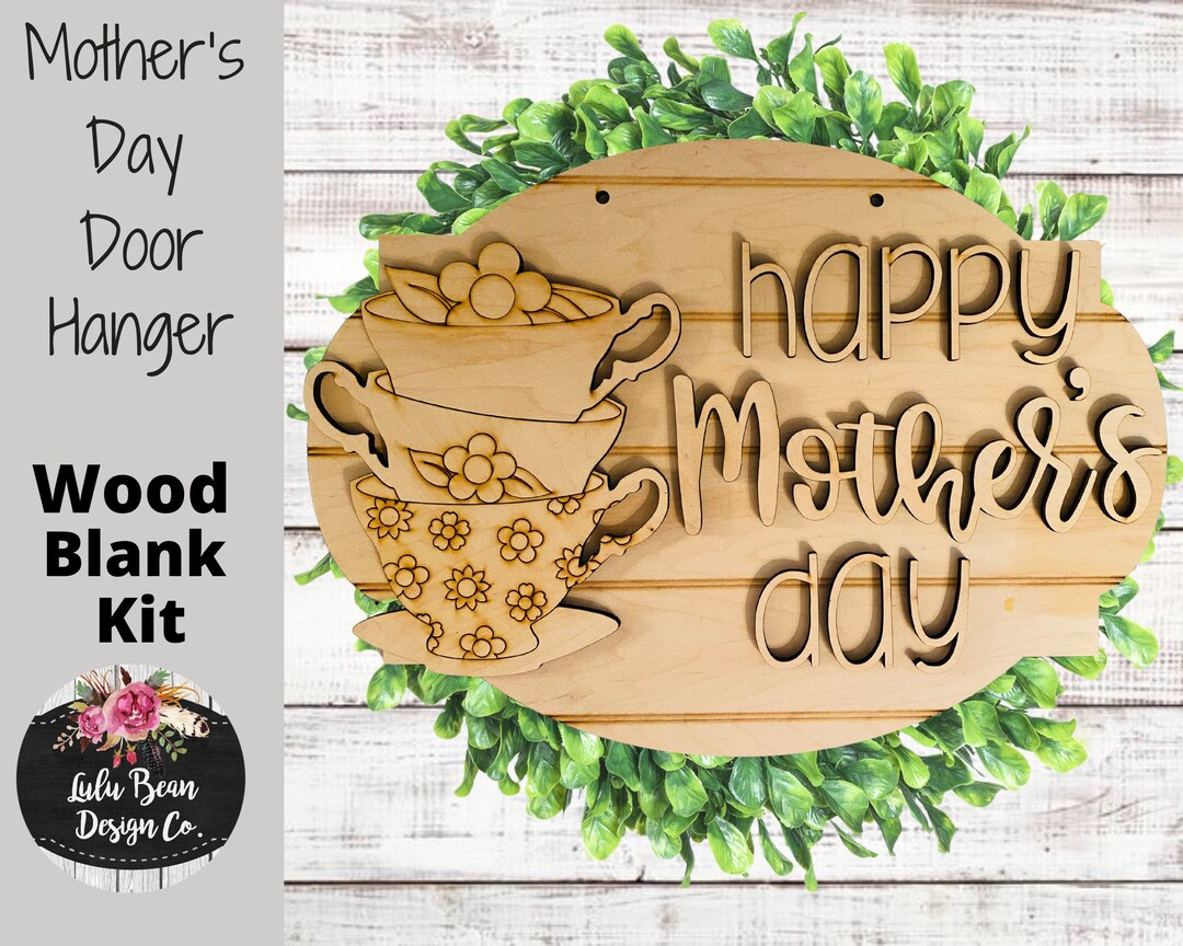 Happy Mother's Day Tea Teacup Door Hanger Shiplap Sign Cutout Shape ...