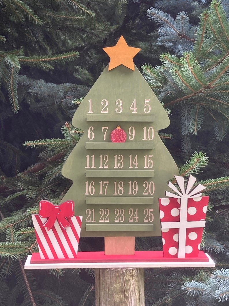 Countdown to Christmas Tree Presents Calendar SVG Laser File Wood ...