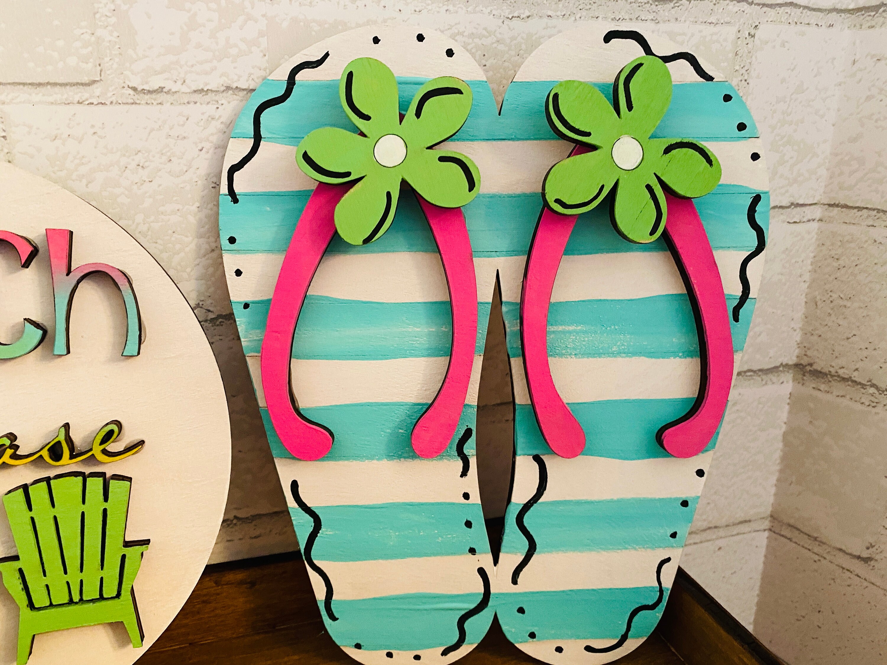 Beach Summer Flip Flop Cocktail Decor Shelf Sitter Set SVG Wood ...