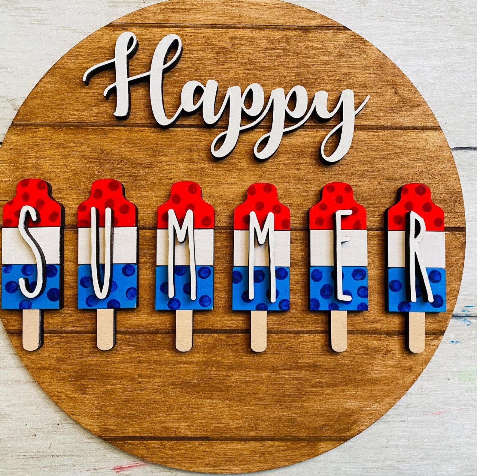 Patriotic July 4th Popsicle Pop Hello Summer Popsicle Door - Etsy