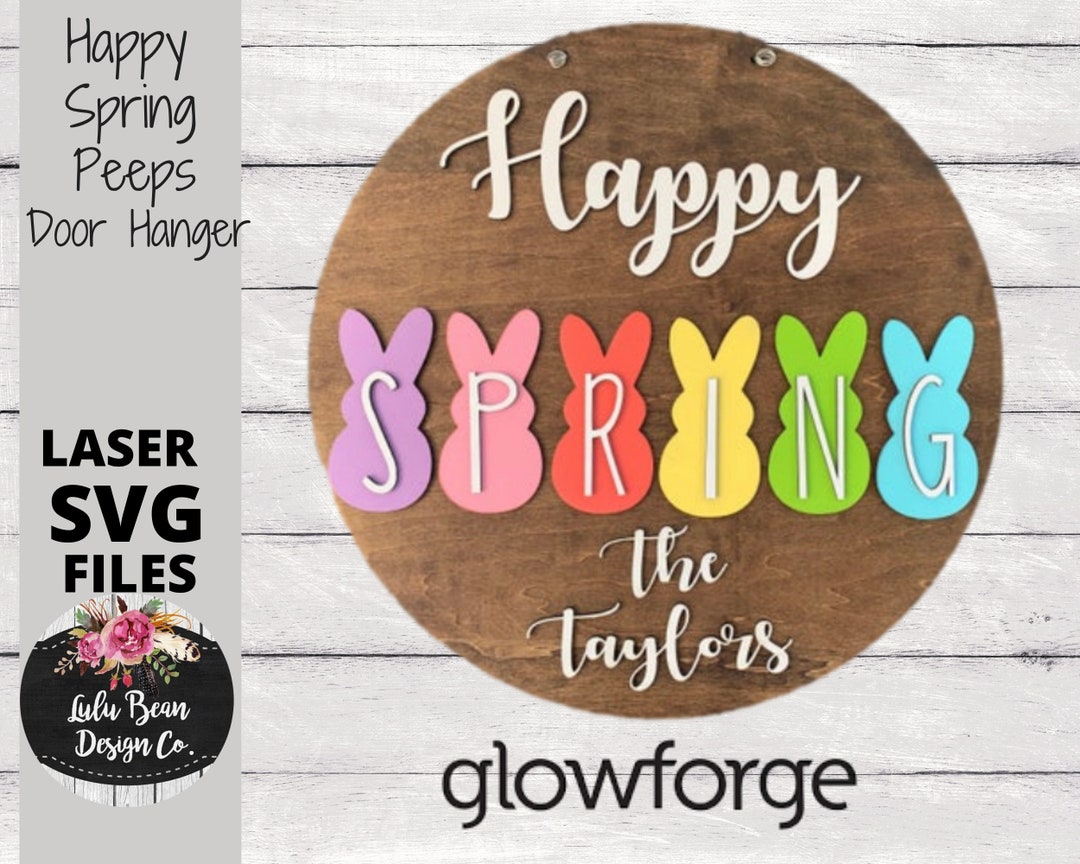 Happy Spring Bunnies Round Personalized Door Hanger SVG Easter Sign ...