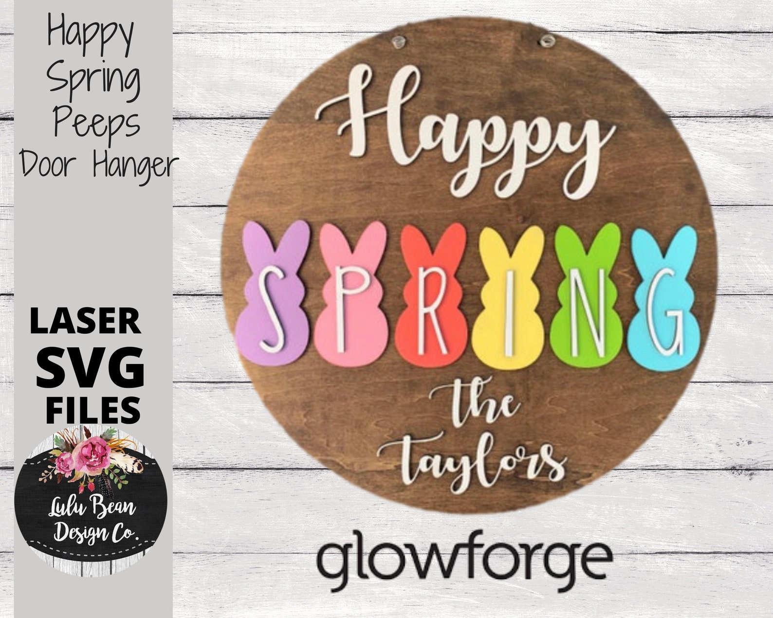 Happy Spring Bunnies Round Personalized Door Hanger SVG Easter Sign ...