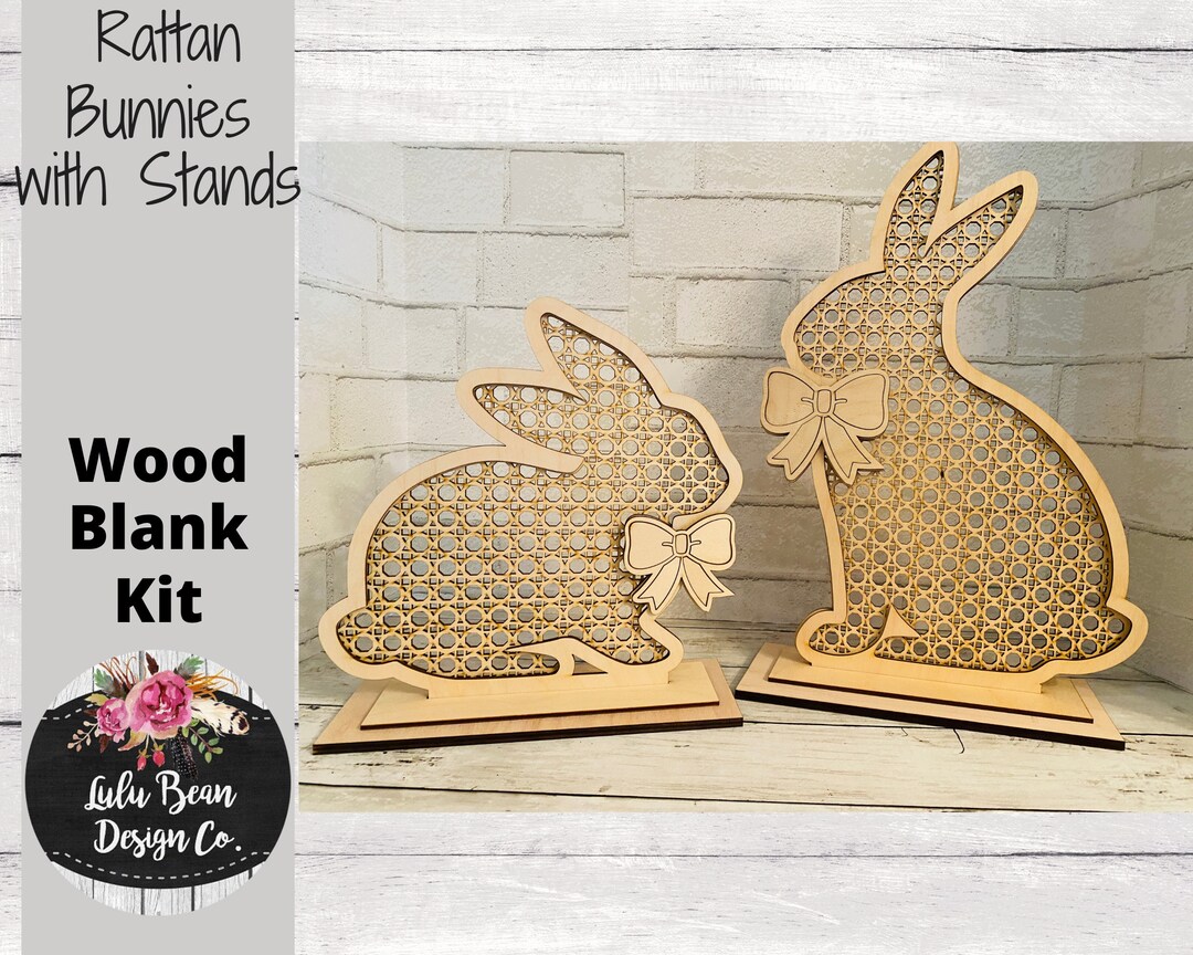 Rattan Bunny Set Stand up Cutout Shapes Unfinished Wood Laser Cut, DIY ...