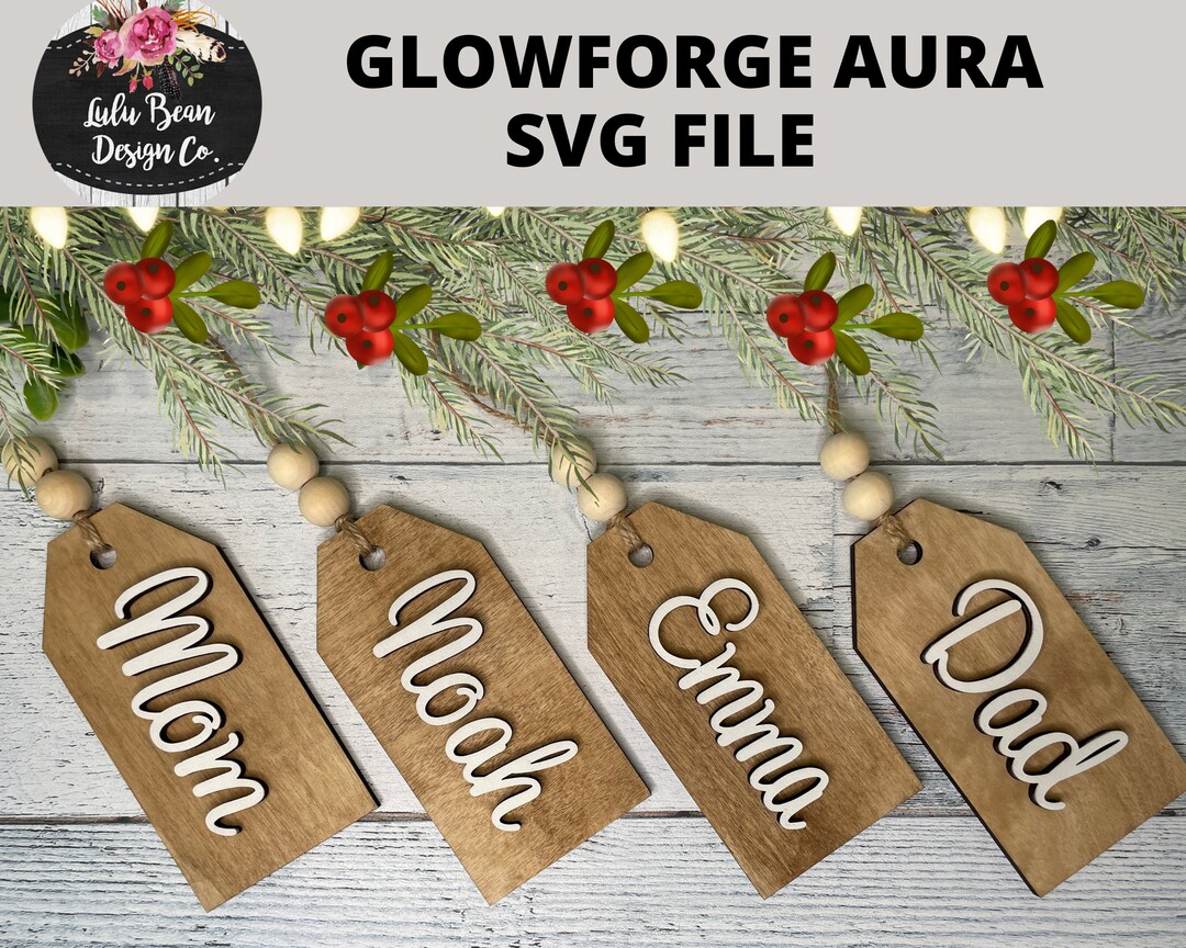 Stocking Name Tags Christmas Glowforge Aura SVG Laser File Wood ...