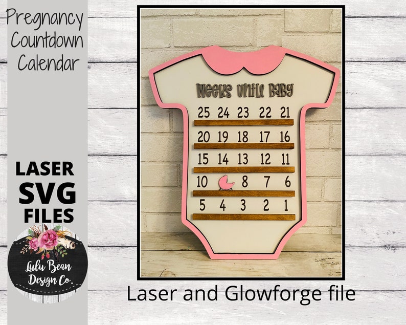 Pregnancy Baby Weeks Countdown Calendar SVG Laser File Wood - Etsy