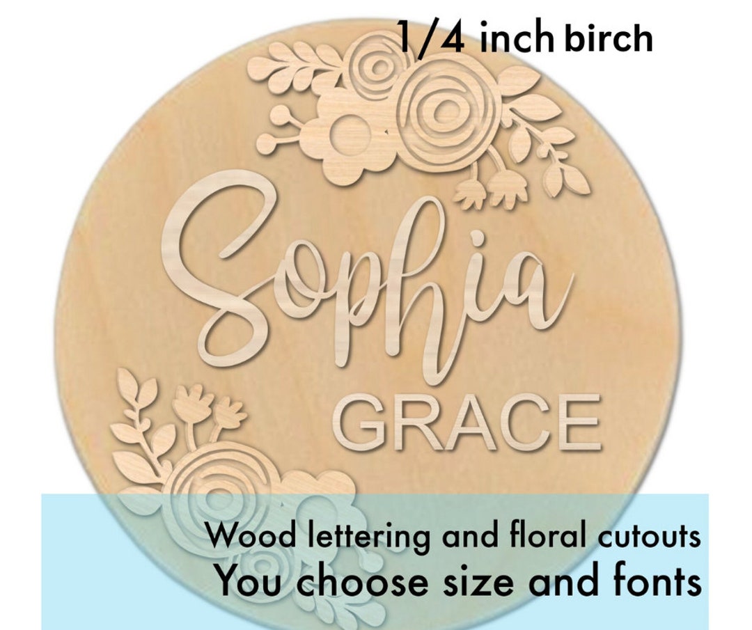 Blank Wood Round Floral Nursery Baby Name Letter Cutouts and Shiplap or ...