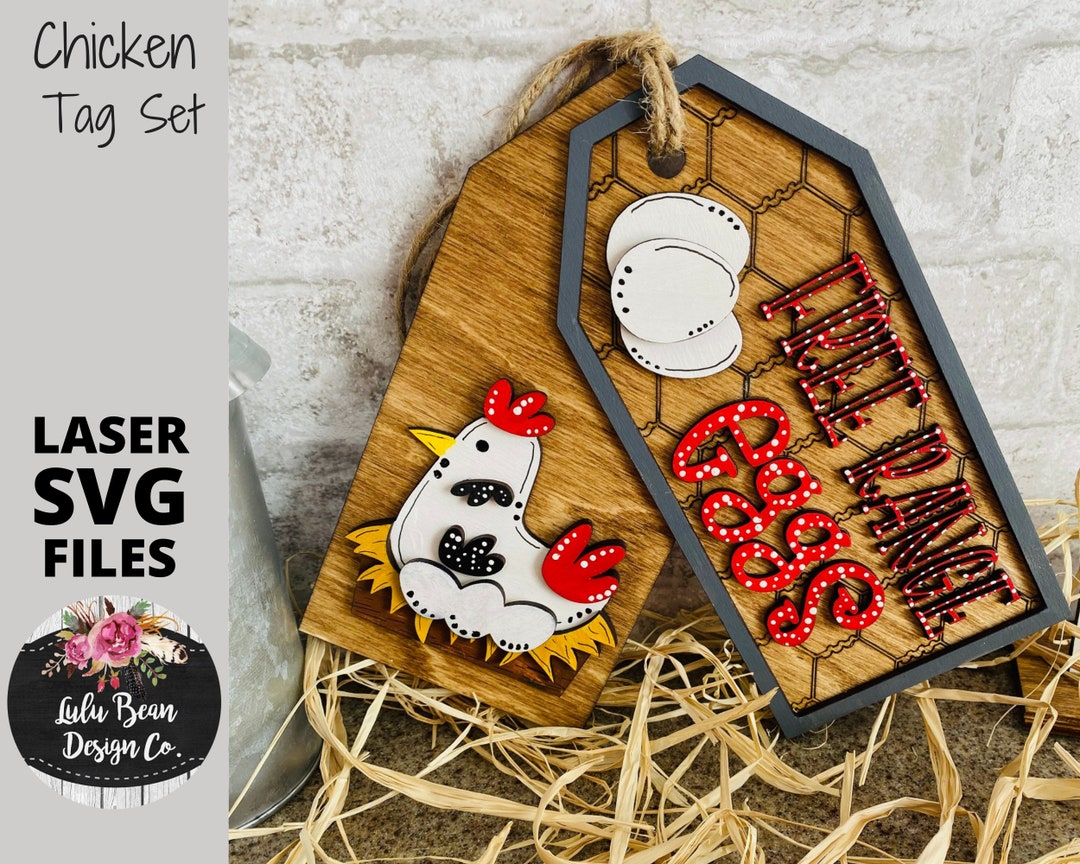 Chicken Farm Coop Themed Decor Tags Sign SVG File Digital Laser Wood ...