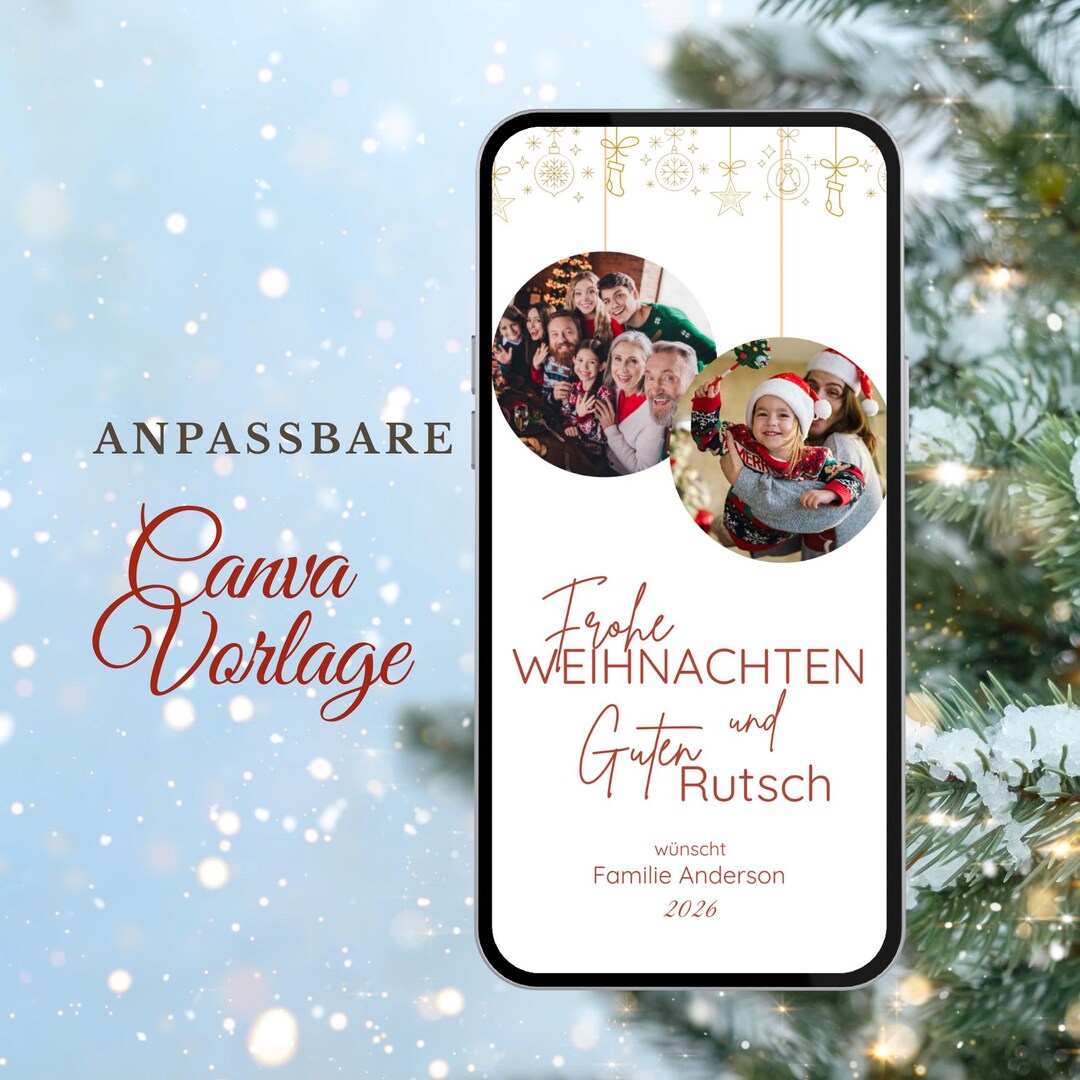 Weihnachtsgrußkarte Digital | Canva Vorlage Zum Anpassen ...
