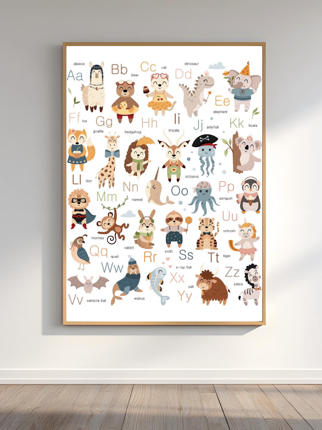 Watercolor Animal Alphabet Poster for Kids - Etsy