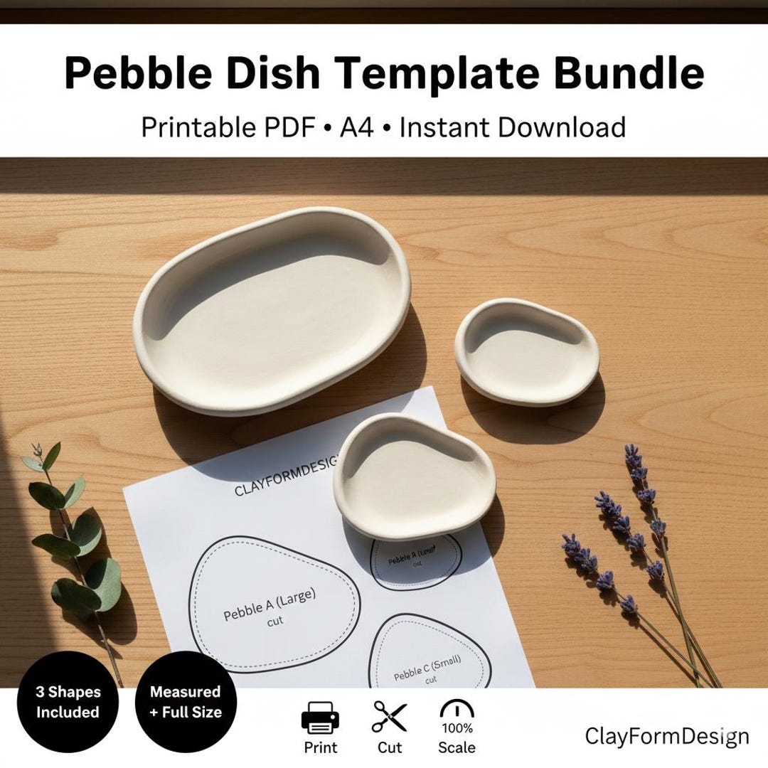 Pebble Dish Template Bundle PDF | A4 Printable Pottery Templates ...