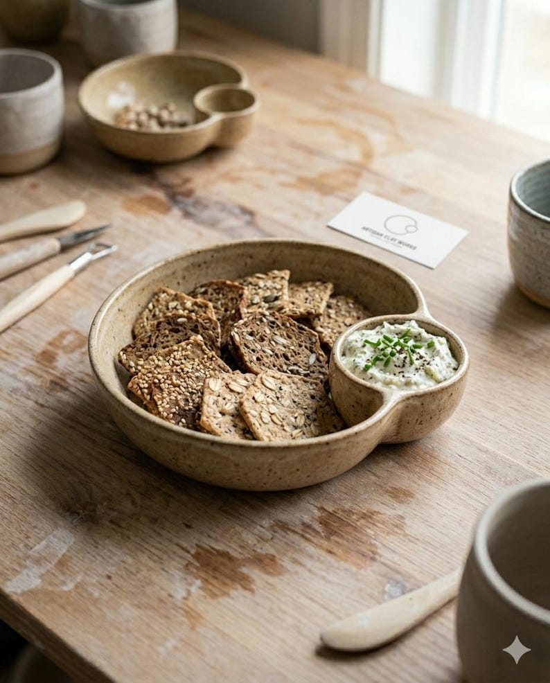 Chip and Dip Bowl Pottery Template, Slab Building Ceramic Serving Dish ...