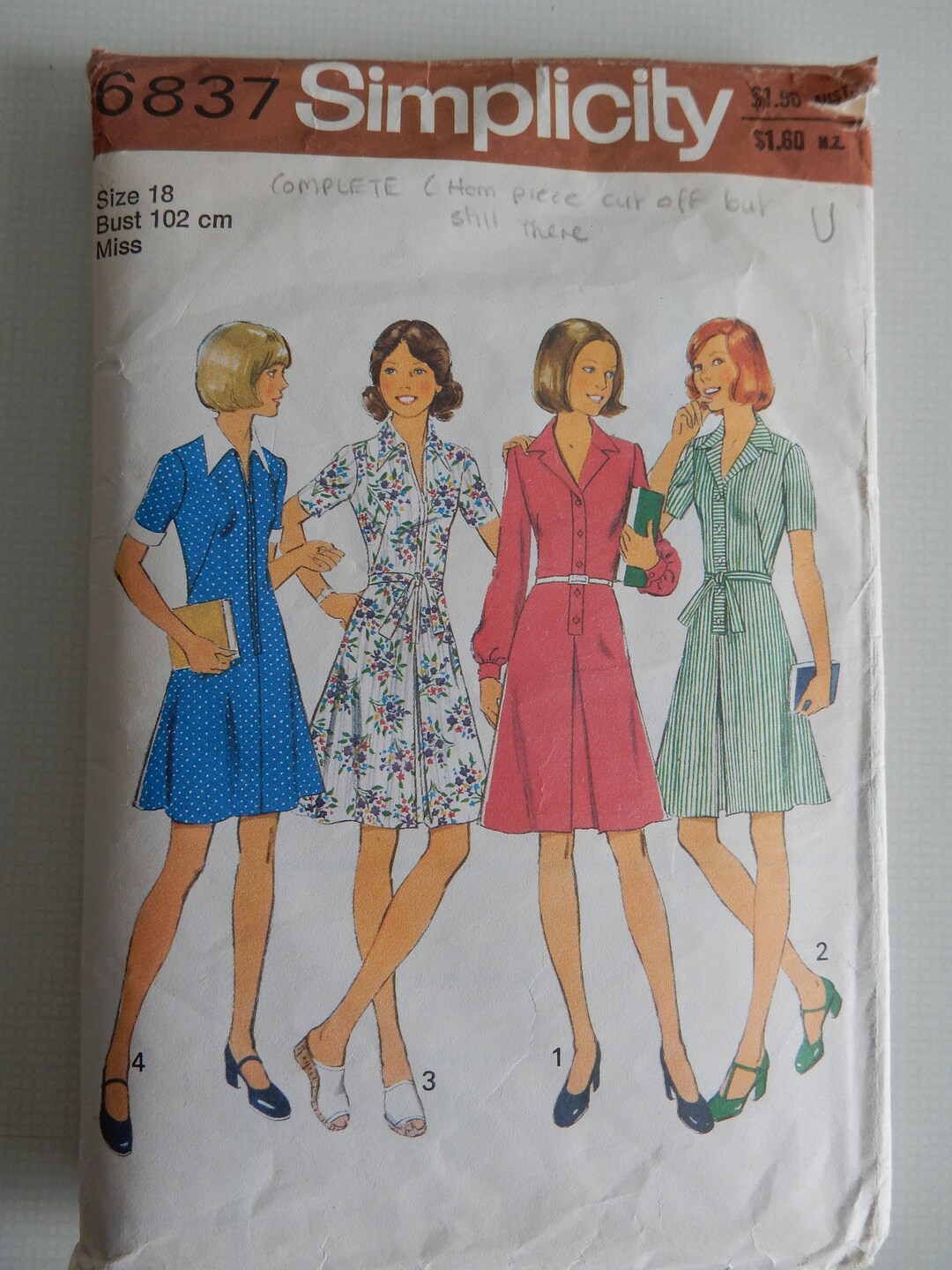 Pattern Simplicity 6837 1970s - Etsy