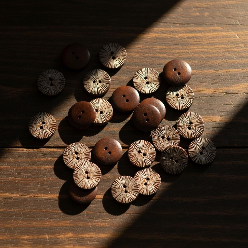 Wooden Buttons, Classic Round DIY Sewing Supplies, Natural Wood Buttons ...