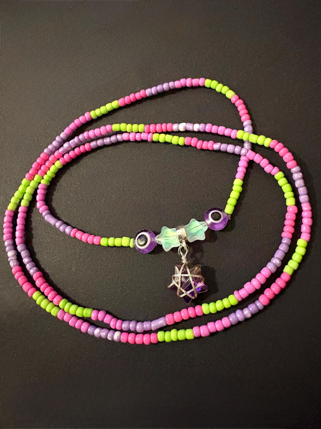 29 Inch Evil Eye Star Waist Bead. Belly Waist Beads, Stretchy, Unique ...