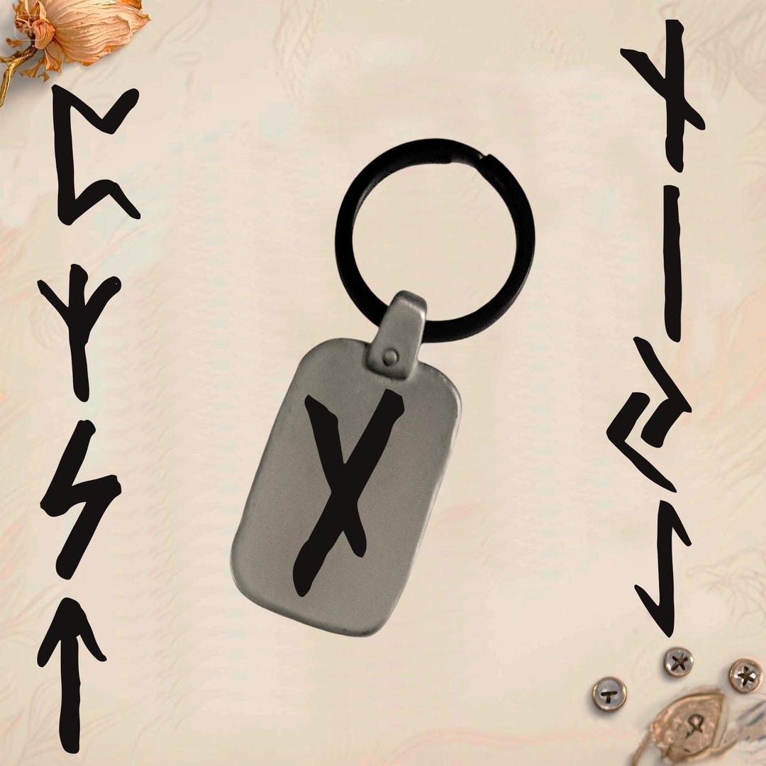 Vintage Celtic Symbols Amulet Keychain C25, Engraved on a Metal Plate ...