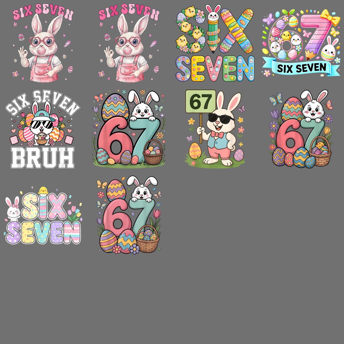 Happy Easter Day 67 Bunny PNG, Six Seven Kids Easter Clipart ...