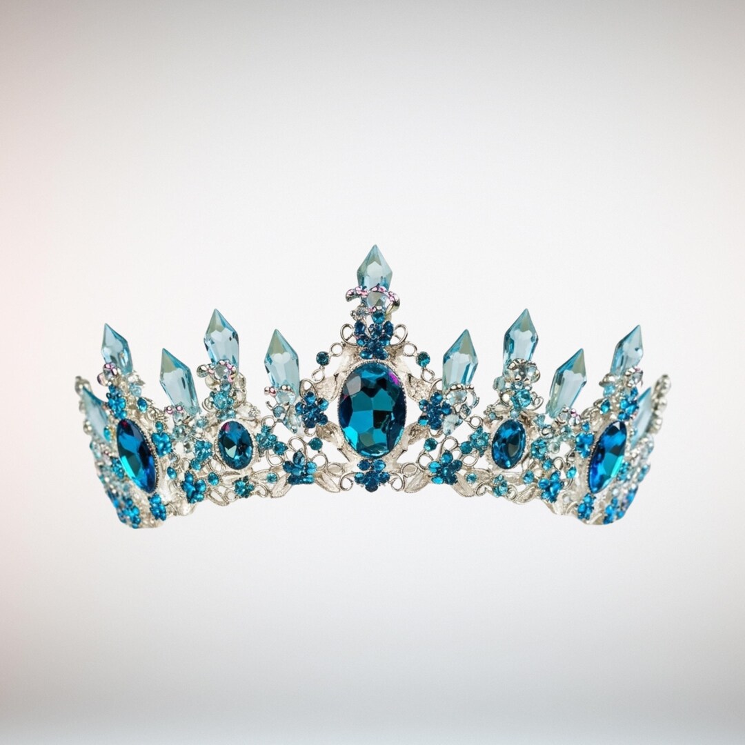 Blue Crystal Princess Tiara – Sparkling Wedding Pageant Crown - Etsy