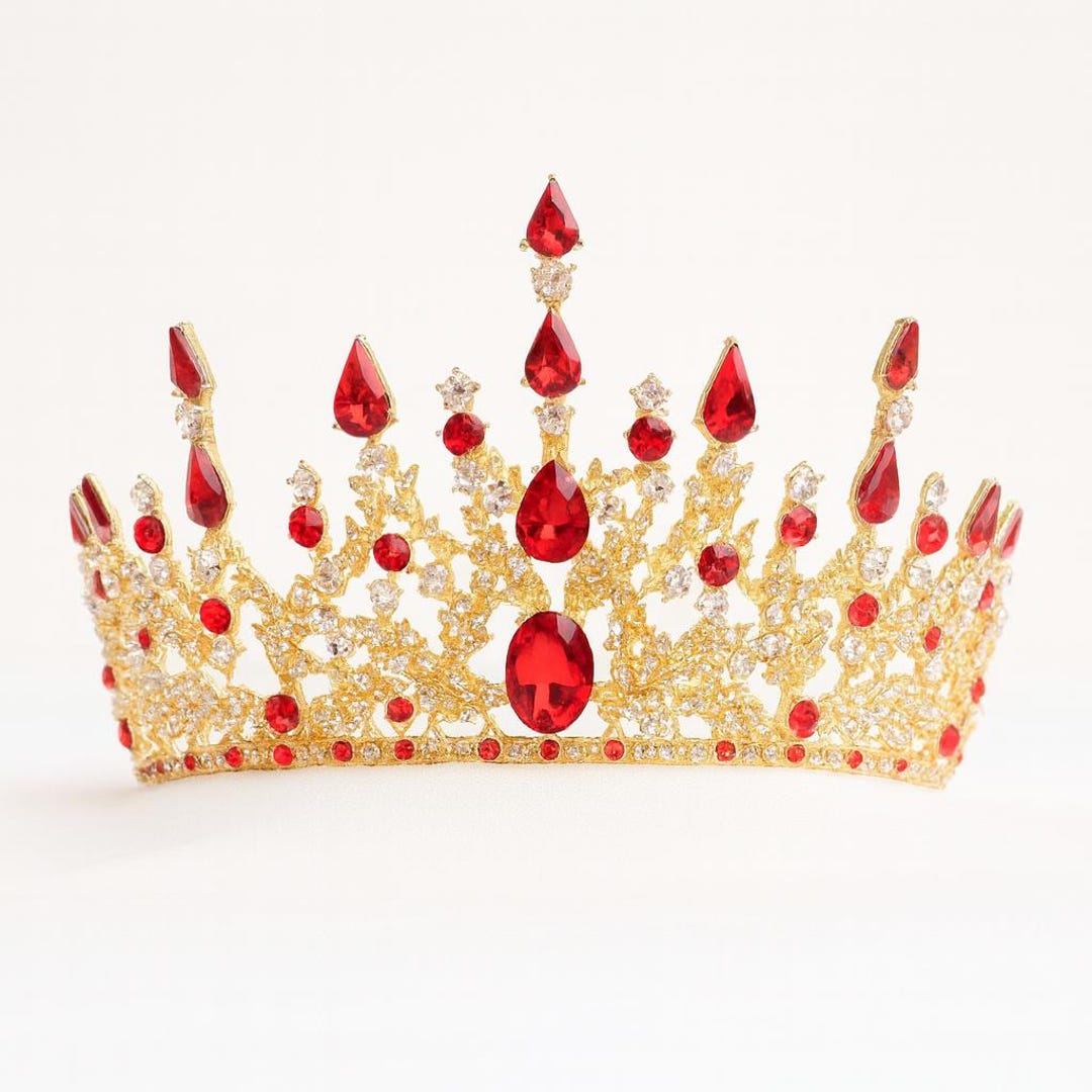 Ruby Red Princess Crown – Vintage Queen Tiara, Bridal Pageant - Etsy
