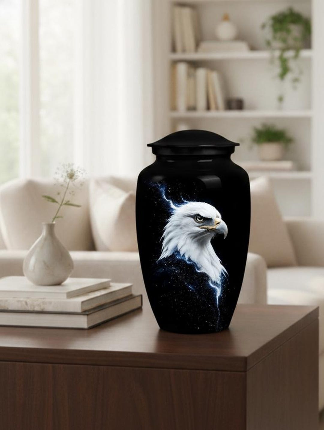 Majestic Bald Eagle Memorial Urn – Black Cremation Urn for Ashes ...