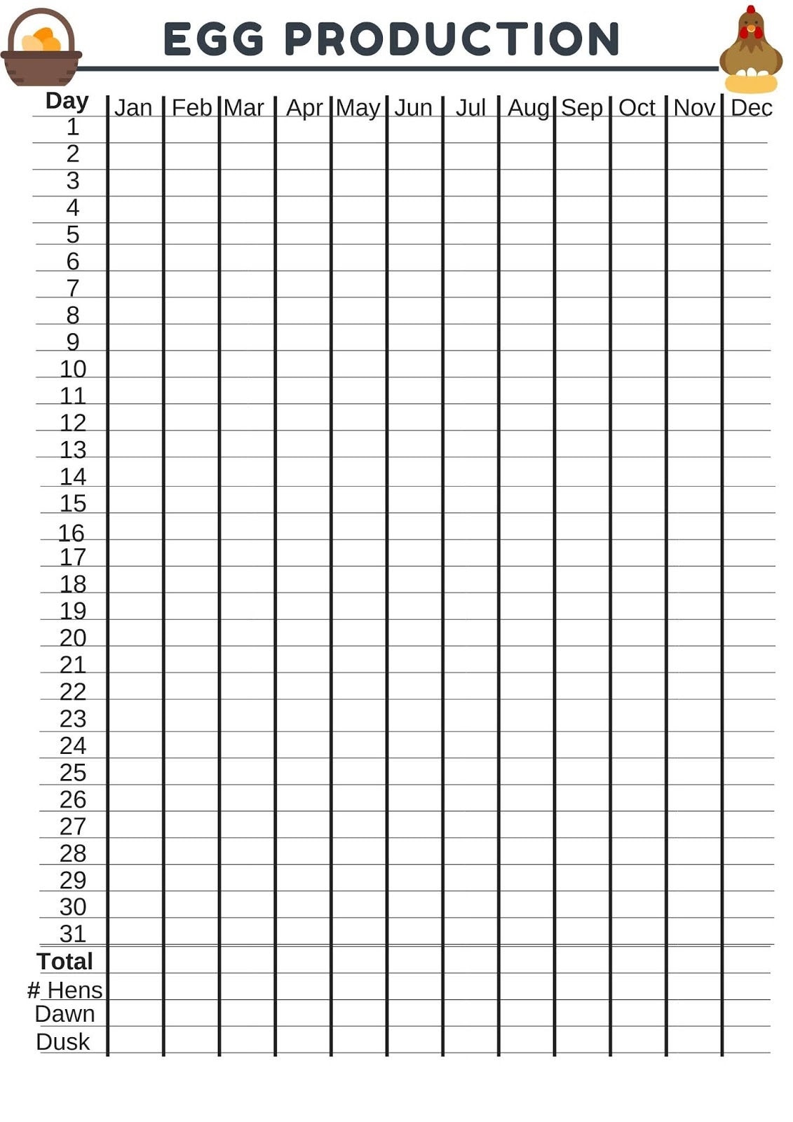 Egg Production Chart - Etsy