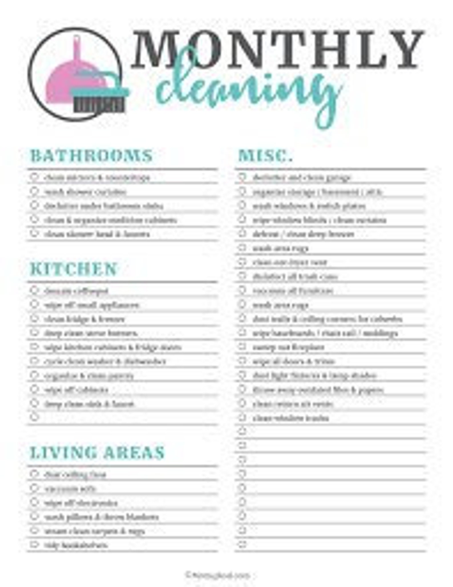 Daily / Weekly / Monthly Cleaning List Download and Print Out - Etsy