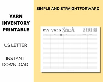 Printable and Fillable Yarn Stash Inventory. Knitters Tracker. PDF File ...