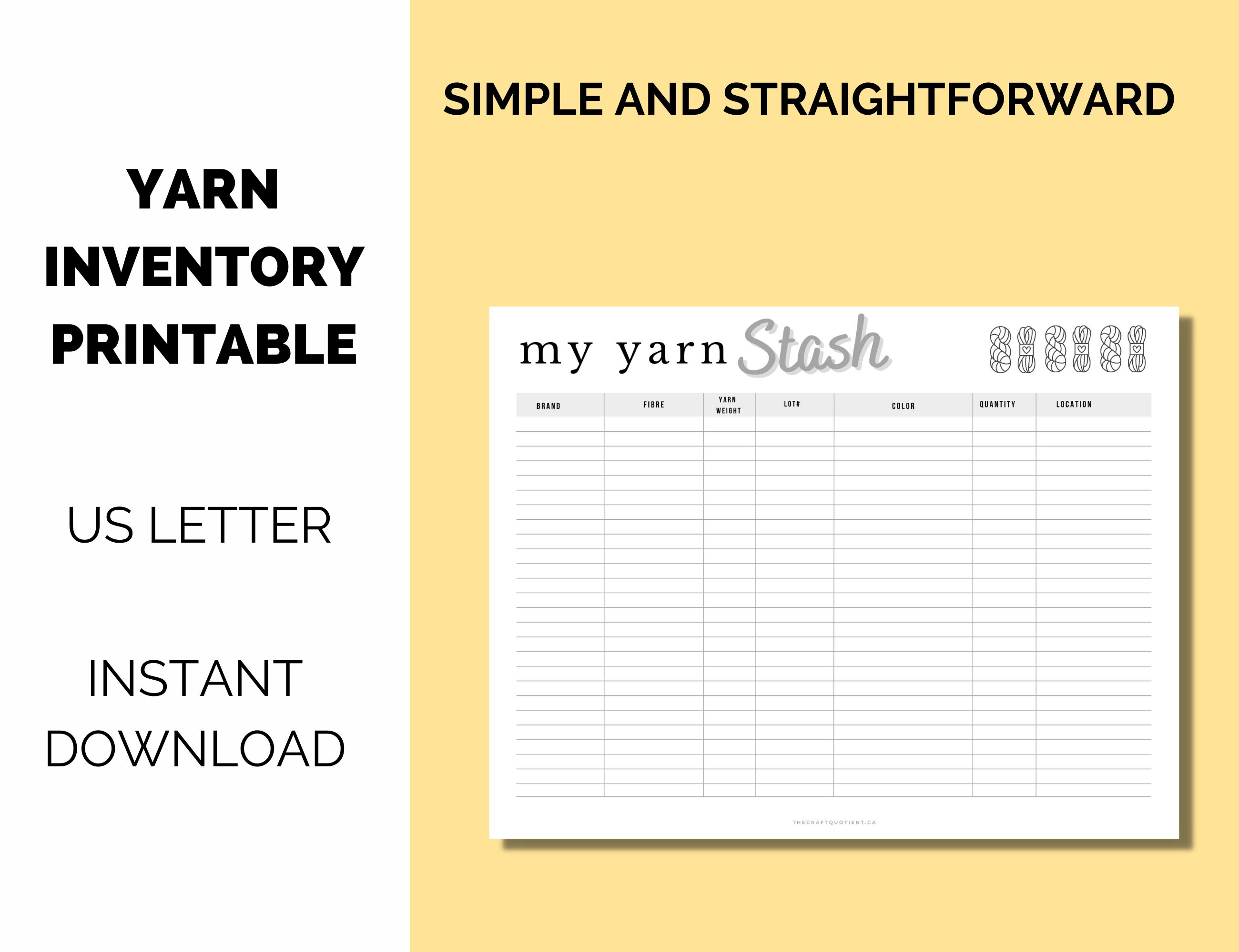 Yarn Stash Inventory Printable Tracker - Etsy