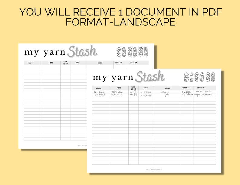 Yarn Stash Inventory Printable Tracker - Etsy