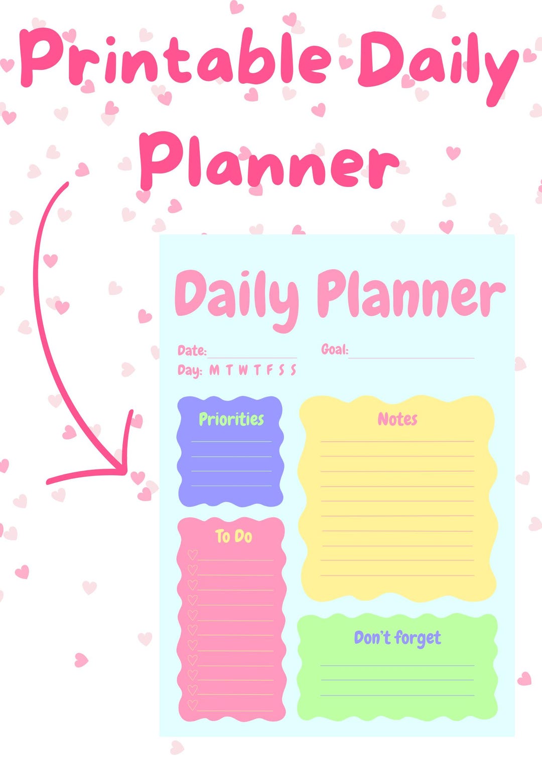 Cute Happy Daily Planner | Digital & Printable - Etsy