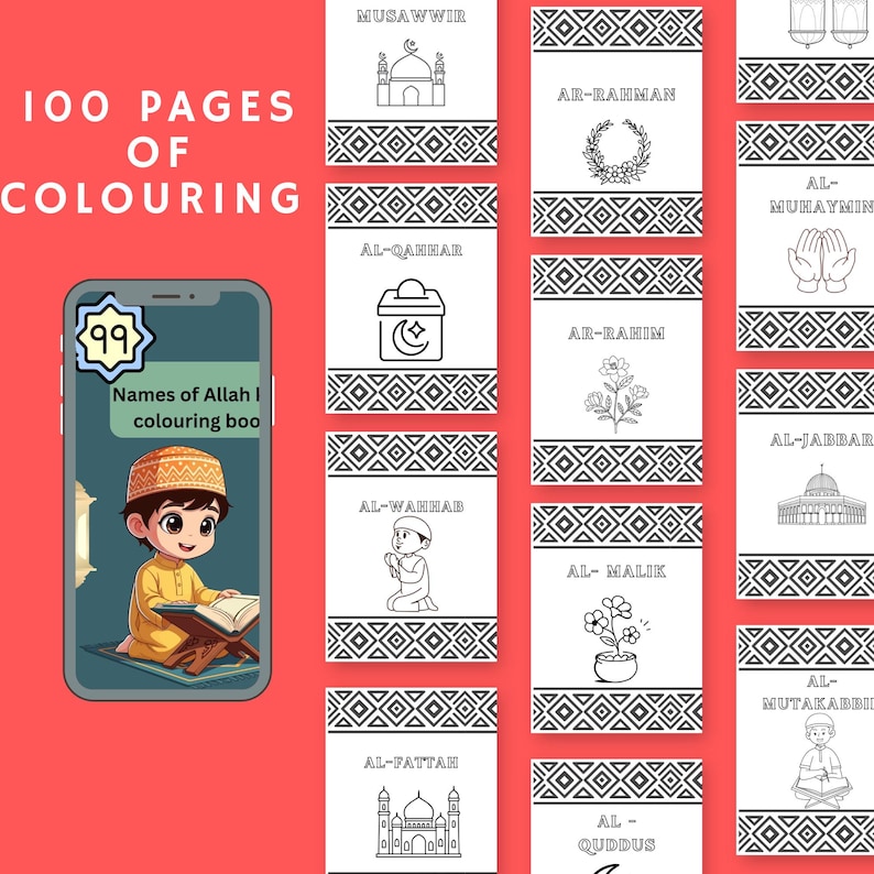 99 Names of Allah Colouring Book for Kids | Asma Ul Husna Islamic ...