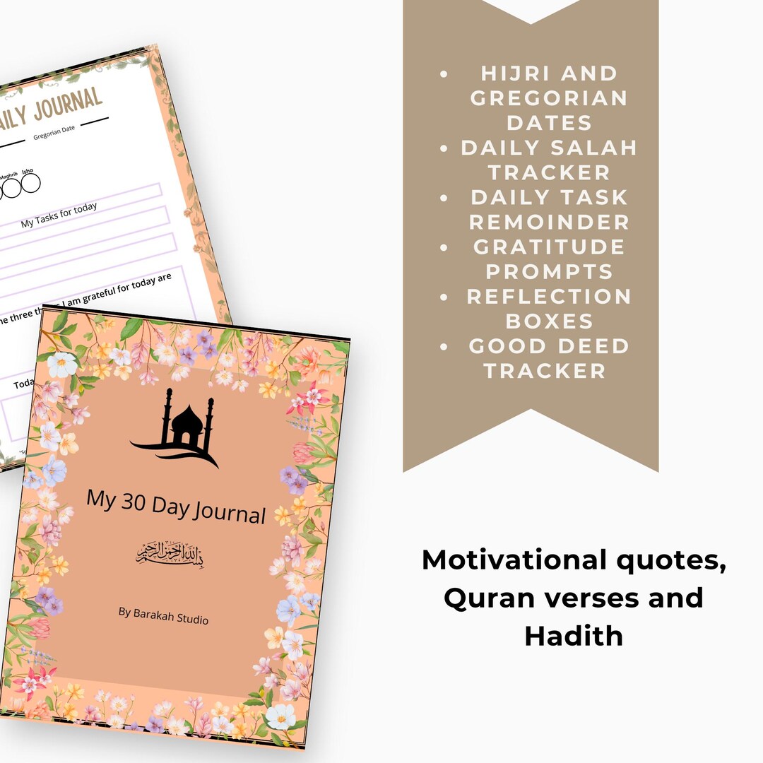 30-day Islamic Journal | Salah & Gratitude Tracker (digital Download ...