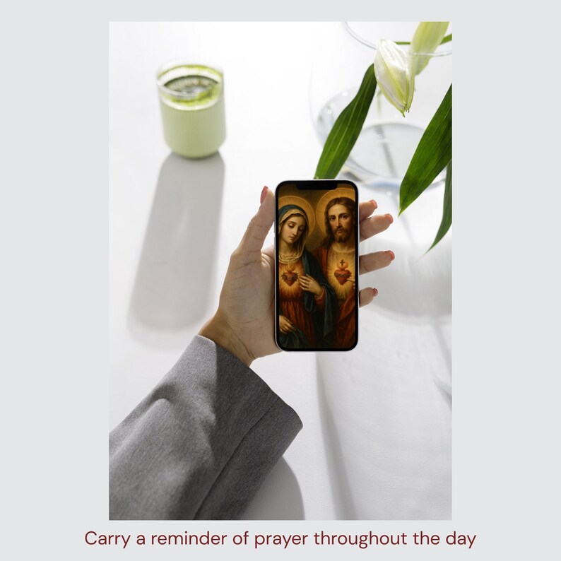 Sacred Heart of Jesus & Immaculate Heart of Mary Phone Wallpaper ...