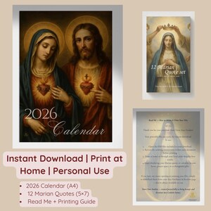2026 Catholic Calendar Includes Marian and Sacred Heart With 12 Marian ...