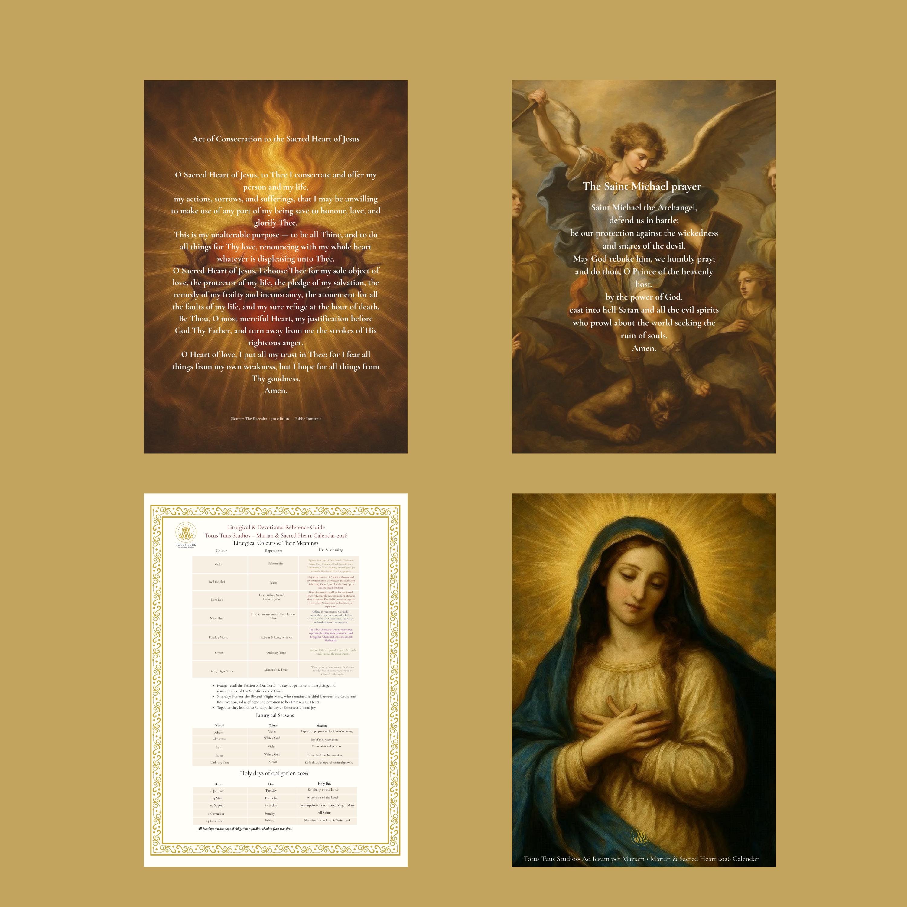 2026 Catholic Calendar | Sacred Heart & Immaculate Heart | A4 Printable ...