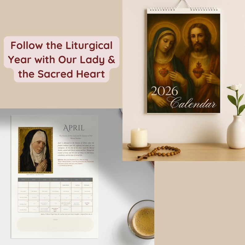2026 Catholic Calendar Includes Marian and Sacred Heart With 12 Marian ...