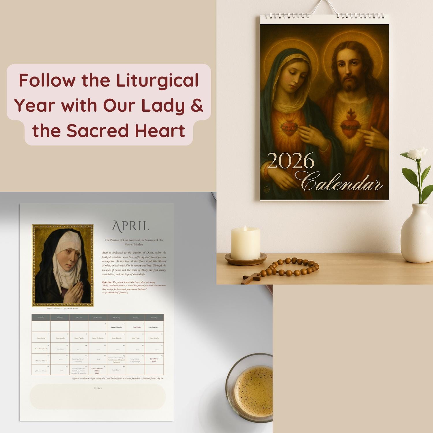 2026 Catholic Calendar Includes Marian and Sacred Heart With 12 Marian ...