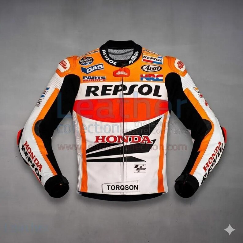 Mens Honda Repsol Motorcycle Racing Leather Jacket Motogp Motorbike ...
