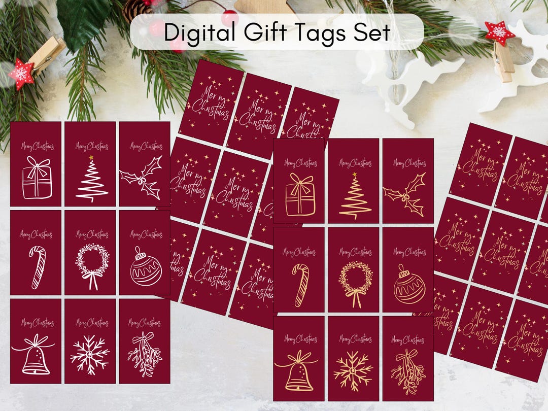 Christmas Gift Tags Red Festive Classic Collection - Etsy