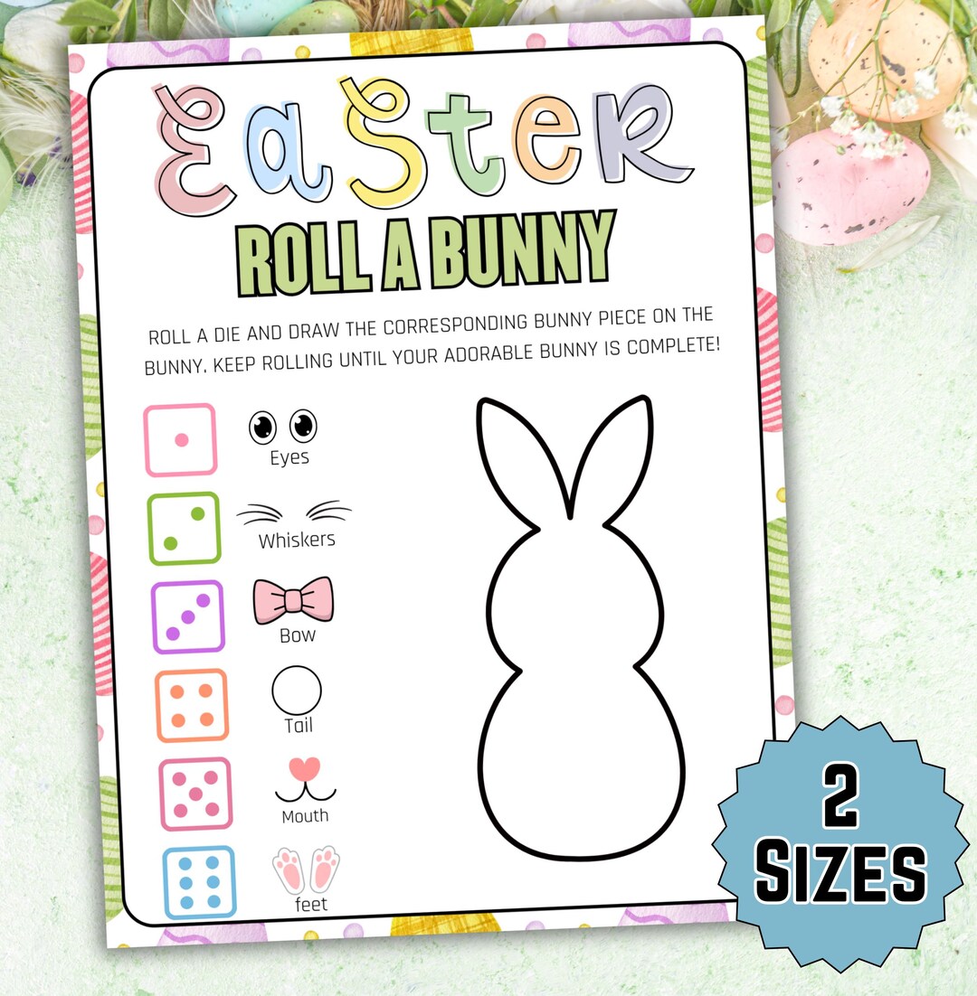 Easter Roll A Bunny Game | Printable Easter Party Cute Bunny Game for ...