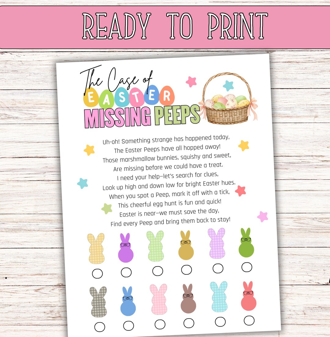 Peeps Easter Scavenger Hunt Game: Printable Case of Missing Peep Kids ...