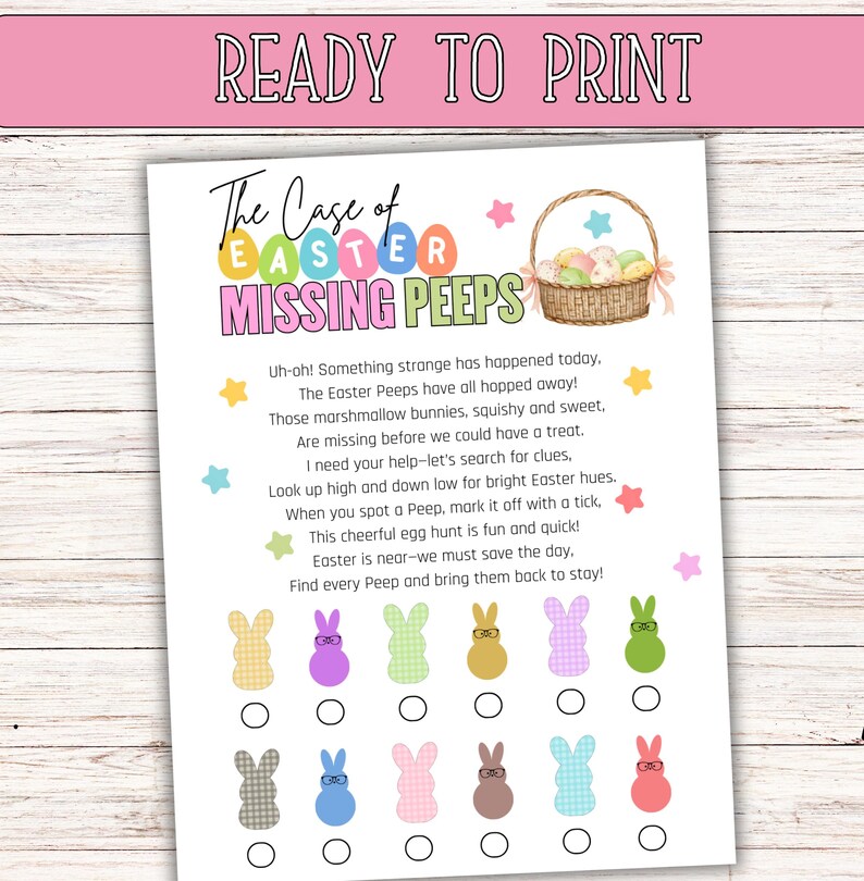 Peeps Easter Scavenger Hunt Game: Printable Case of Missing Peep Kids ...