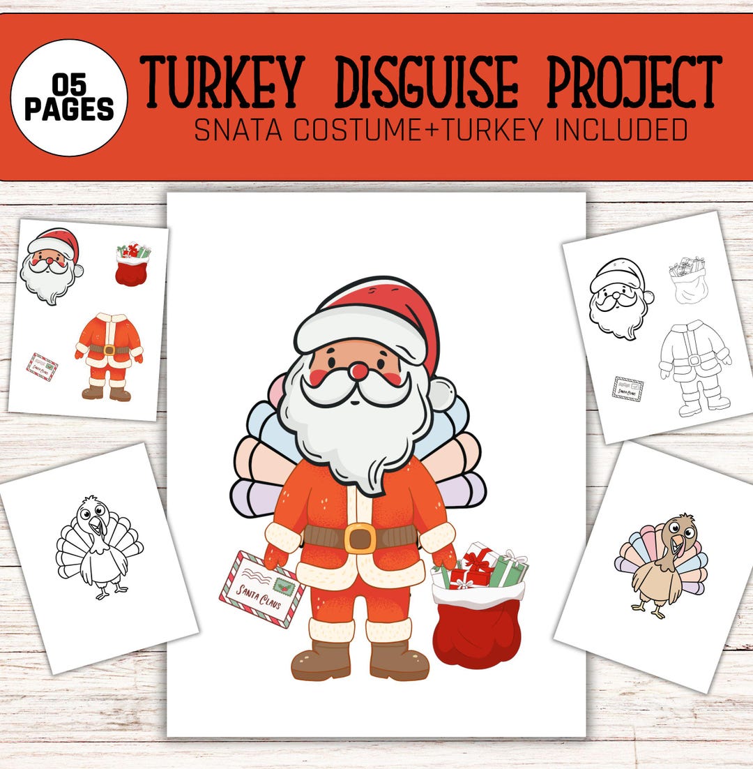 Santa Turkey Disguise Craft, Thanksgiving Costume (printable) - Etsy